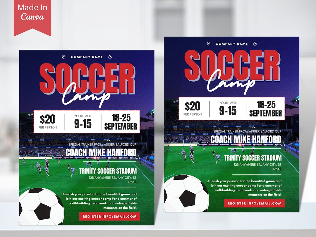 Soccer Camp Flyer, DIY Soccer Camp Templates, Editable Social Media ...