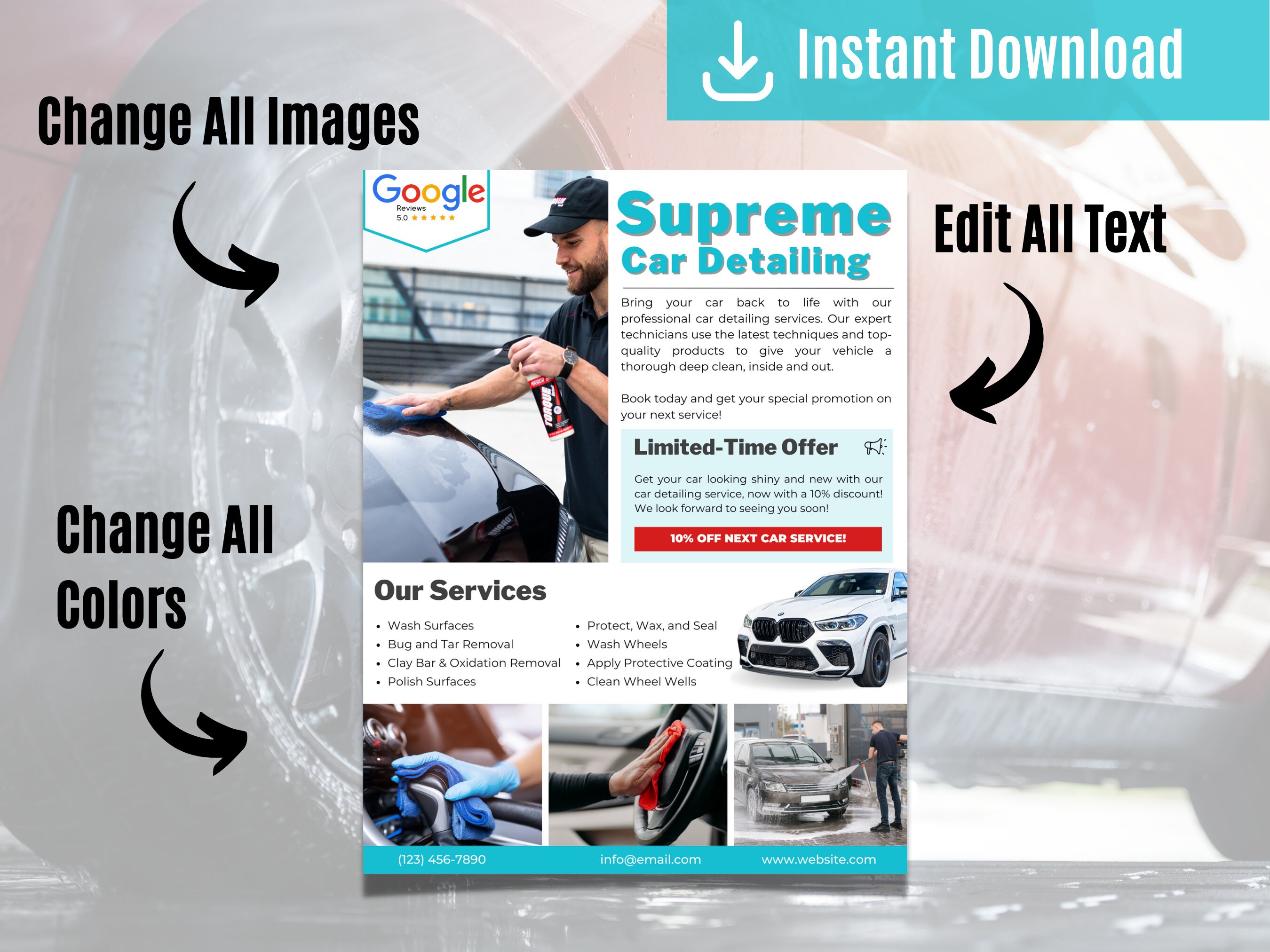 Car Detailing Flyer, DIY Flyer Template Design, Car Wash Flyer ...