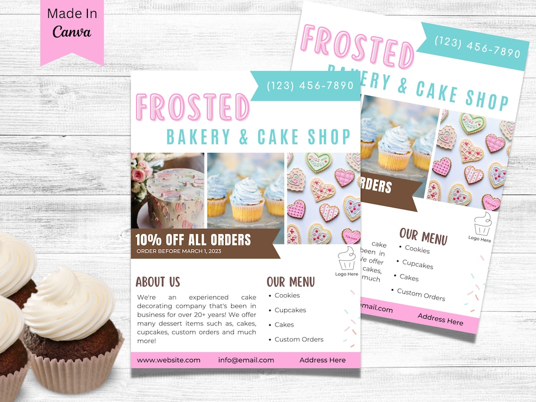 Cake Flyer Template, Cupcake Cake Business Flyer, Baking Dessert Flyer ...