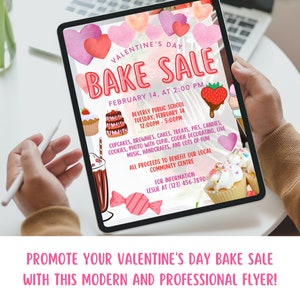 Editable Valentine's Day Bake Sale Fundraiser Flyer, Instant Download ...