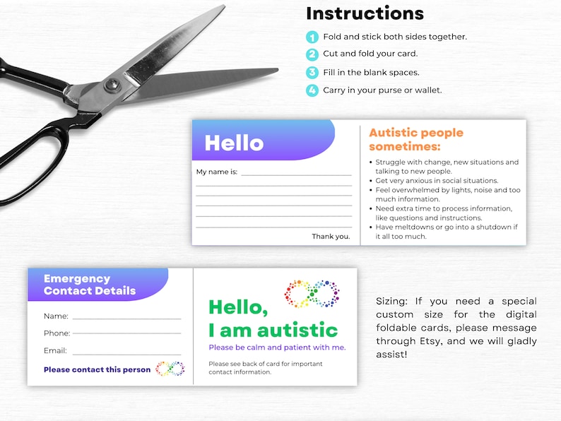 Autism Card Autism ID Card Autism Medical Card Autistic - Etsy