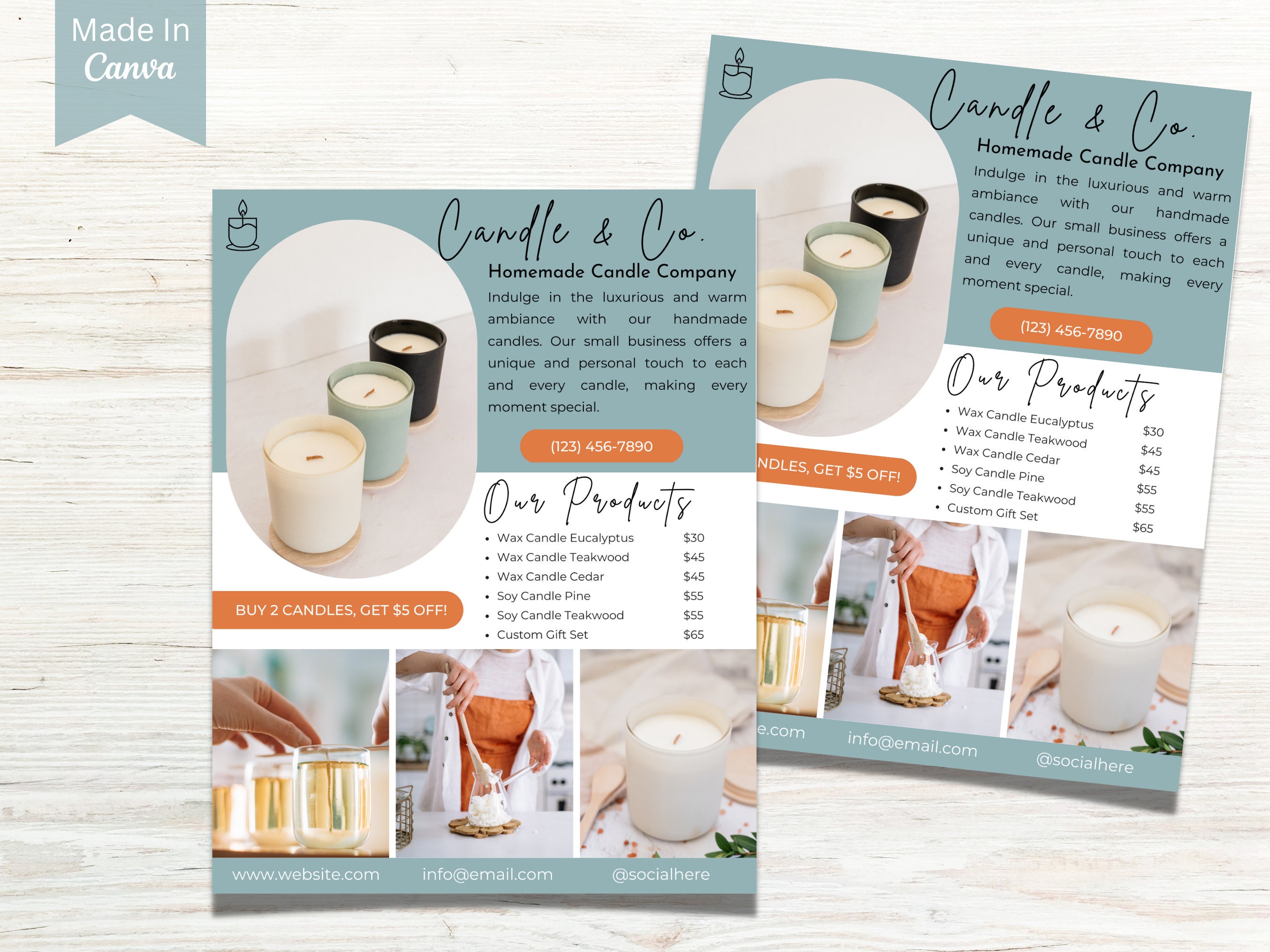 Soy Wax Candles Flyer Template, Editable Handmade Candle Making Small ...