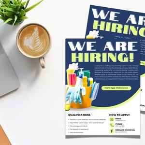 DIY Hiring Flyer Templates Design, Cleaning Hiring Flyer, We're Hiring ...
