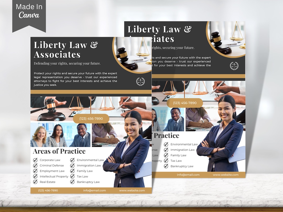 Law Firm Flyer, DIY Canva Law Firm Flyer Template, Editable Canva ...
