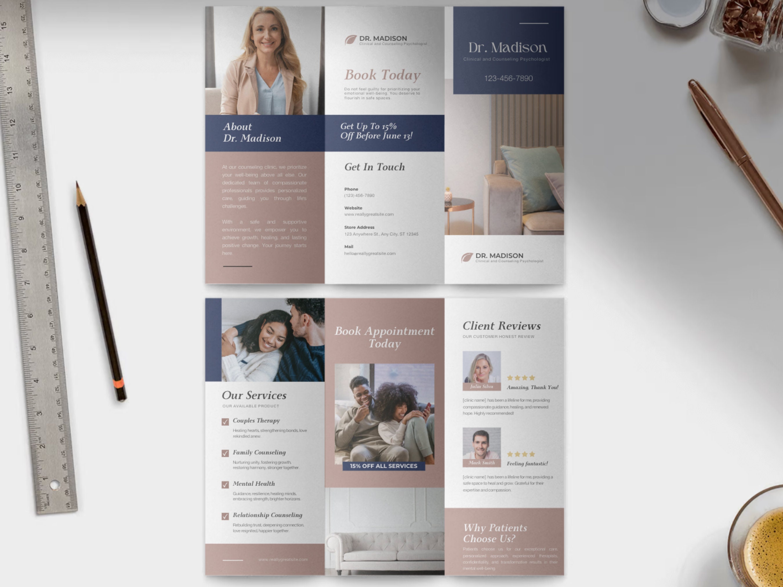 Counseling Psychology Therapy Brochure Templates Design, Editable ...