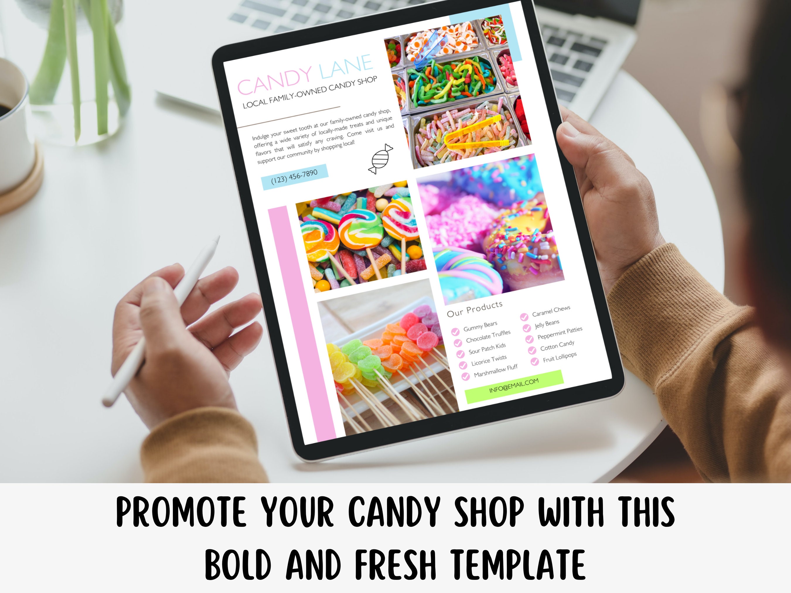 Candy Shop Flyer, DIY Canva Candy Shop Flyer Template, Editable Social ...