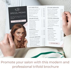 Beauty Salon Trifold Brochure Template, Editable Beauty Salon Price ...