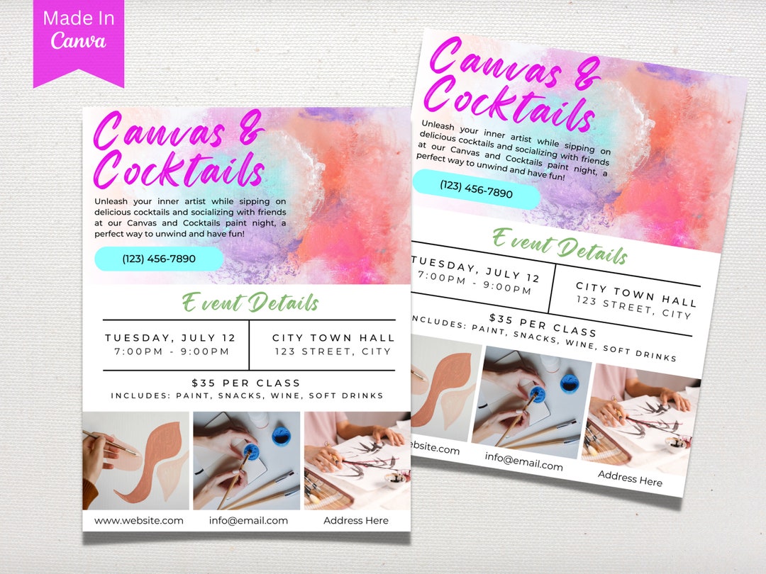 Editable Paint Night Template, Sip and Paint Flyer, DIY Paint and Sip ...