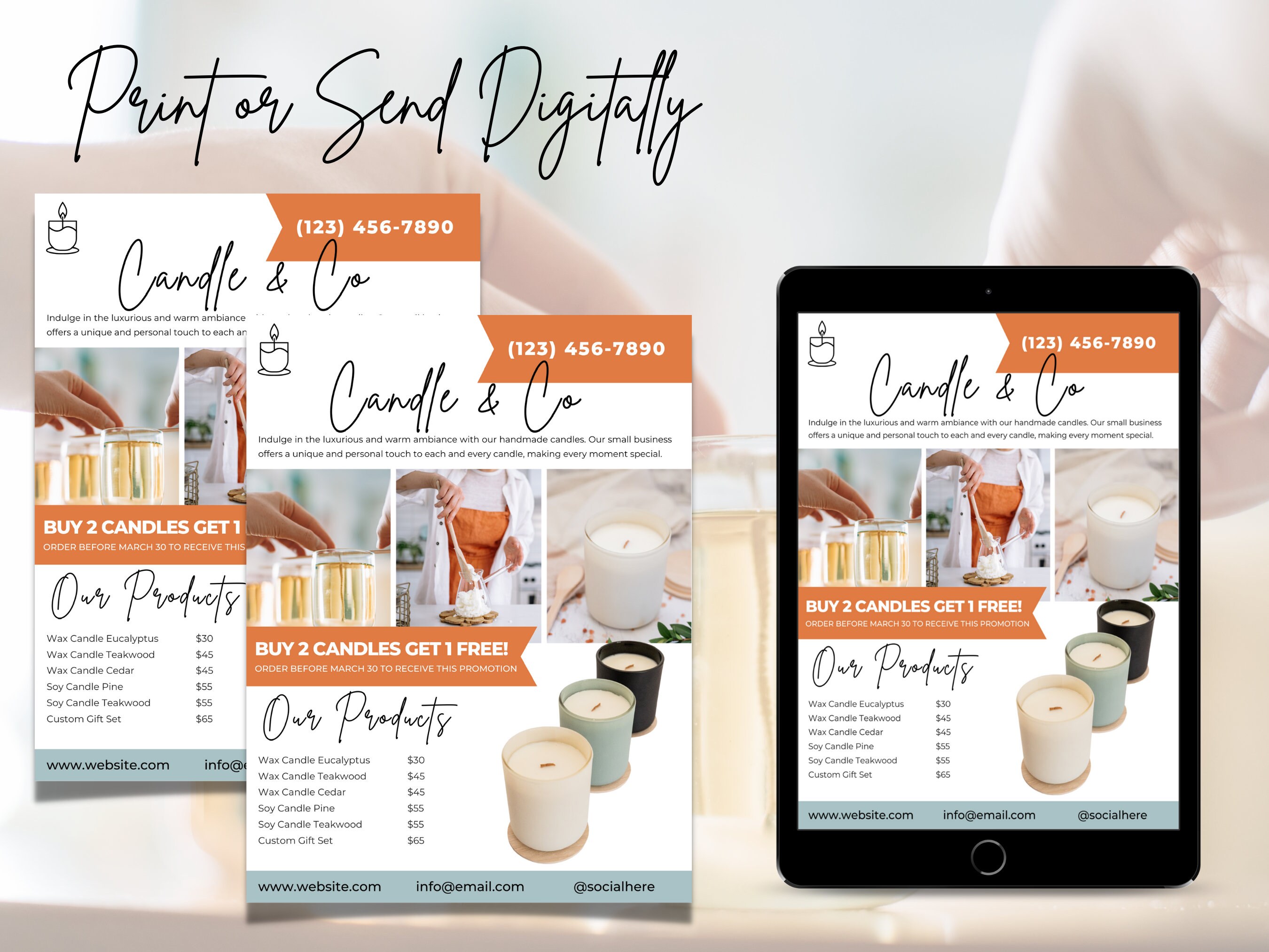 Soy Wax Candles Flyer Template Editable Handmade Candle - Etsy
