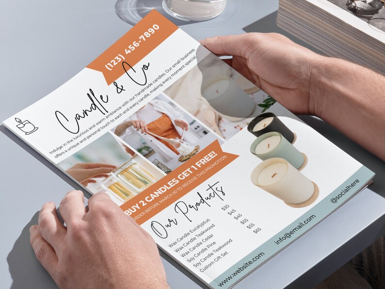 Soy Wax Candles Flyer Template, Editable Handmade Candle Making Small ...