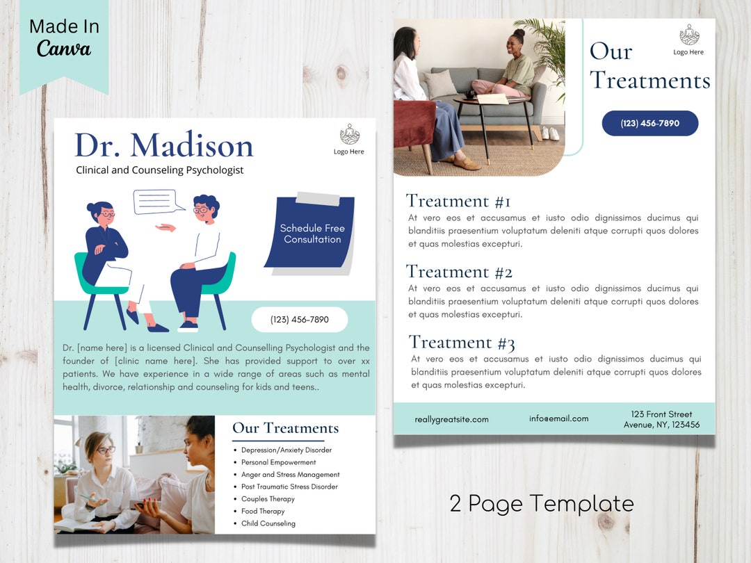 Counseling Psychology Therapy Flyer Templates Design, Editable ...