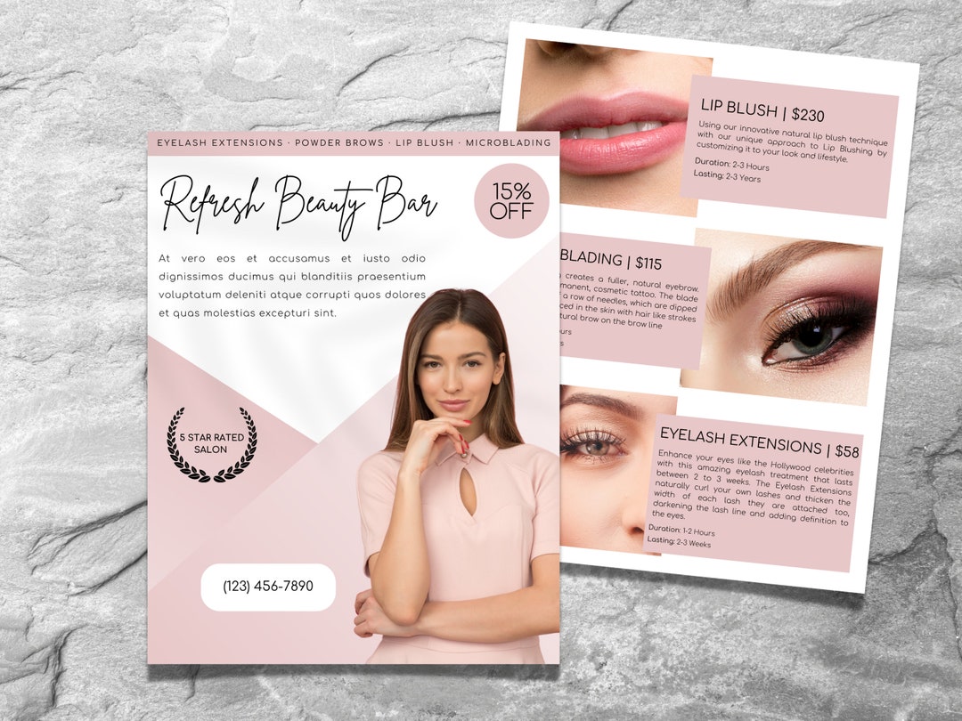 PMU Promotional Flyer, Canva Template, Instant Download, Esthetician ...