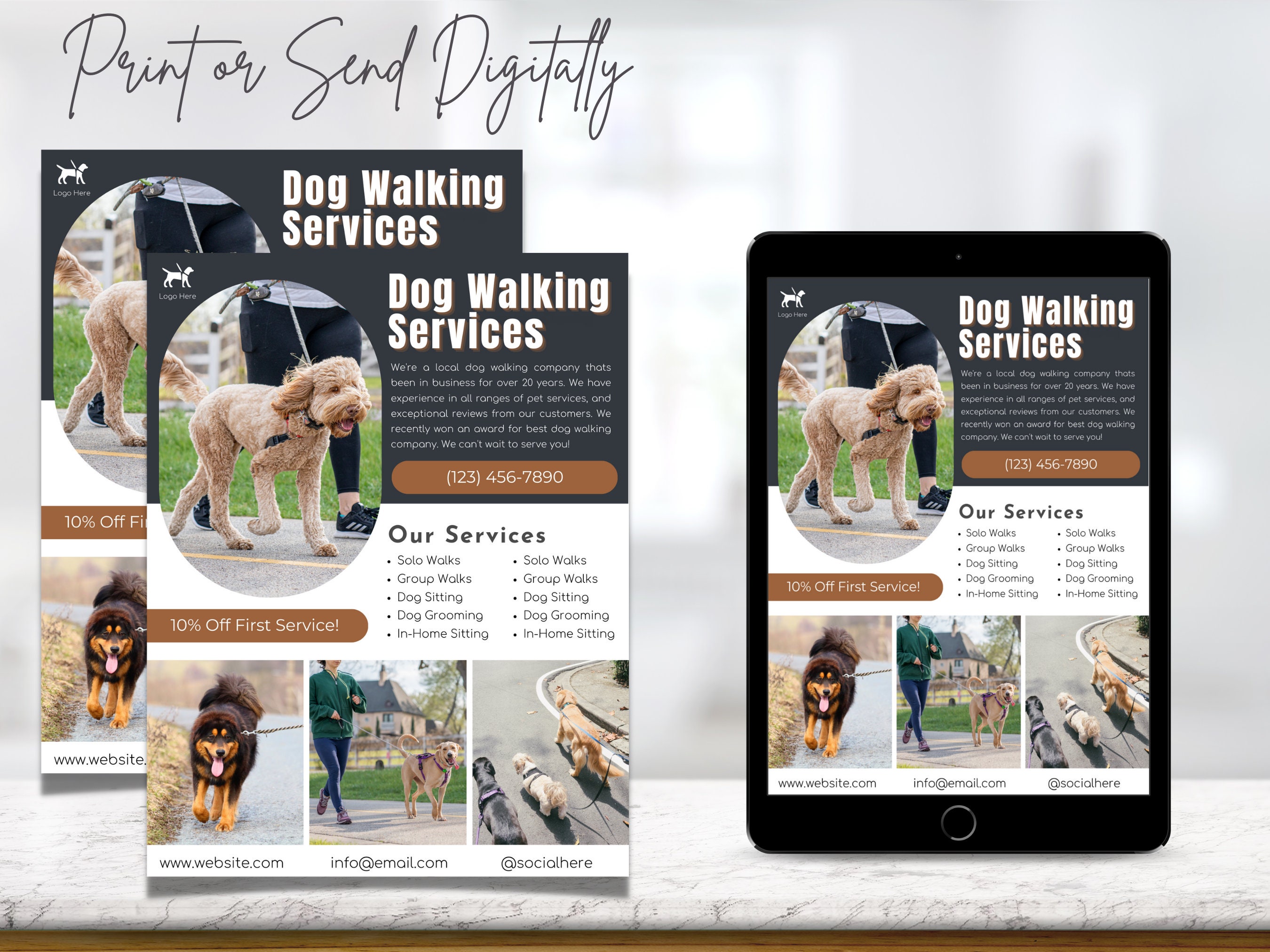 Dog Walking Flyer Poster Leaflet, Pet Sitting Flyer Poster Leaflet, Pet ...