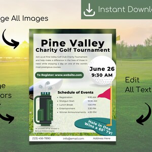 Golf Tournament Flyer Template, Editable Golf Flyer Guide, Instant ...