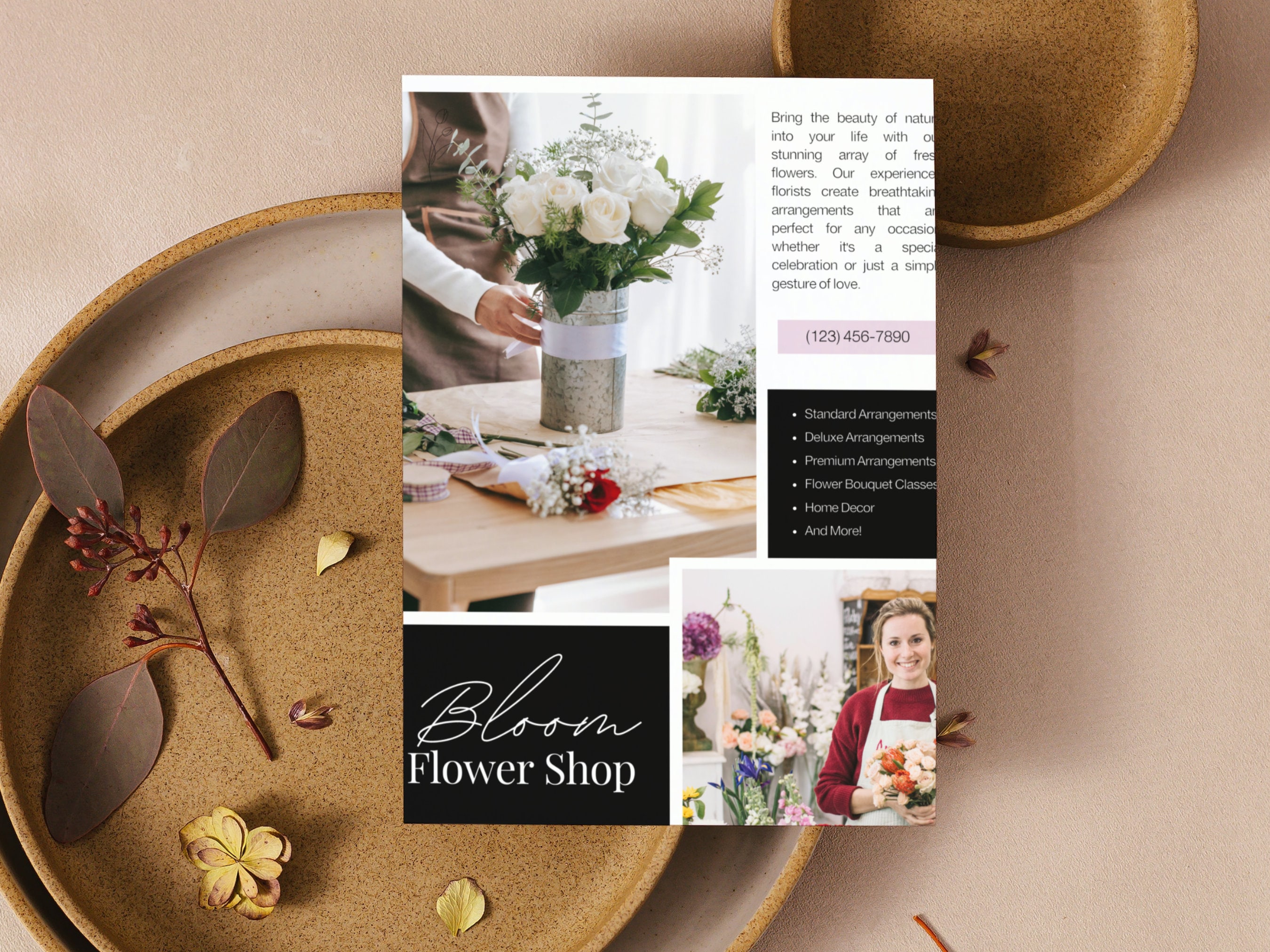 Flower Shop Flyer Template, Editable Florist Flower Shop Small Business ...