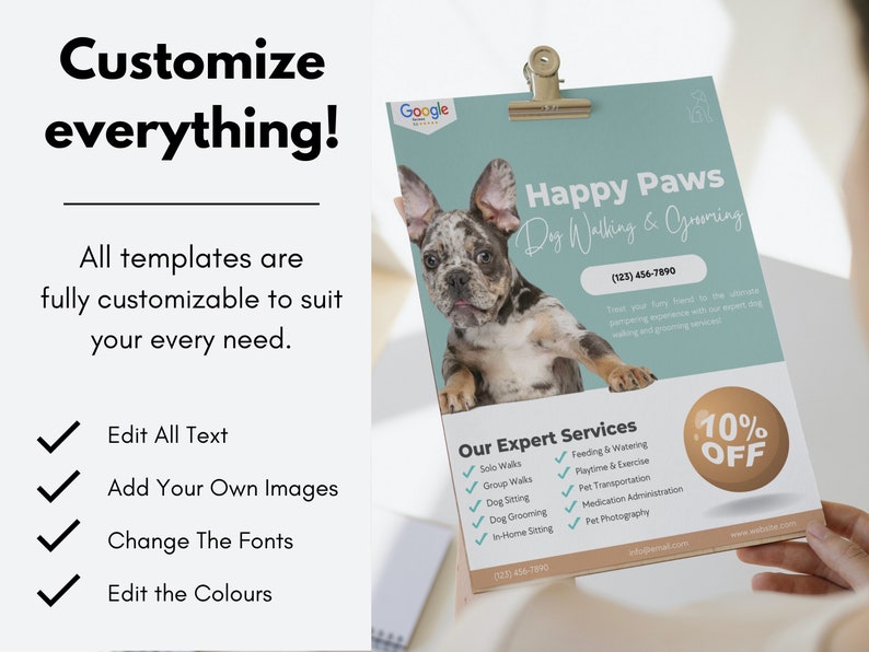 Pet Grooming Dog Walking Flyer Poster Leaflet Pet Sitting - Etsy