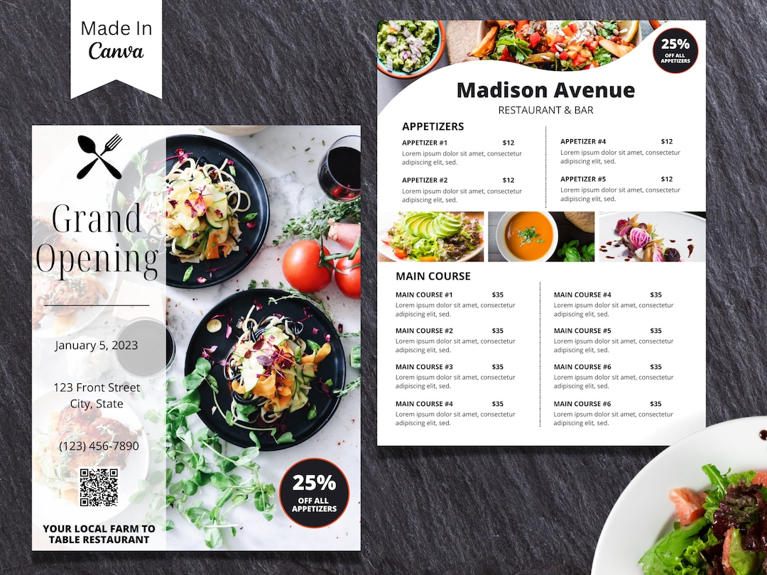 Restaurant Food Menu, DIY Business Menu Template, Editable Template ...