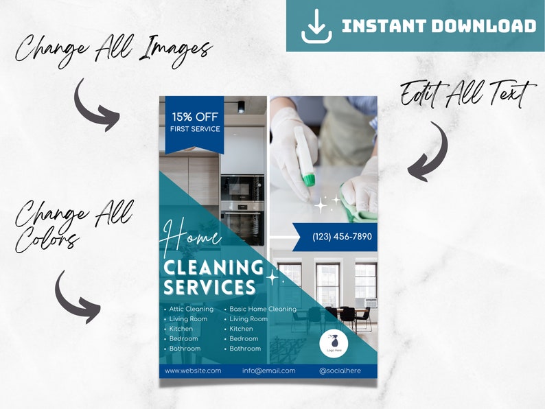 Cleaning Service Flyer, DIY Sheet, Cleaning Service Poster, Housekeeping Flyer, Editable ...