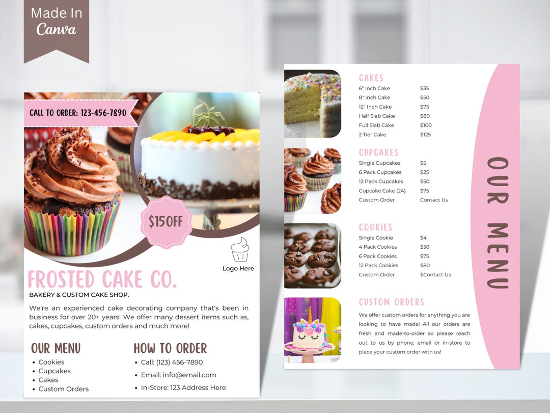 Cake Flyer Template, Cupcake Cake Business Flyer, Baking Dessert Flyer ...