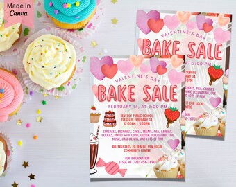 Valentine's Day Bake Sale Flyer PTA PTO Printable School - Etsy