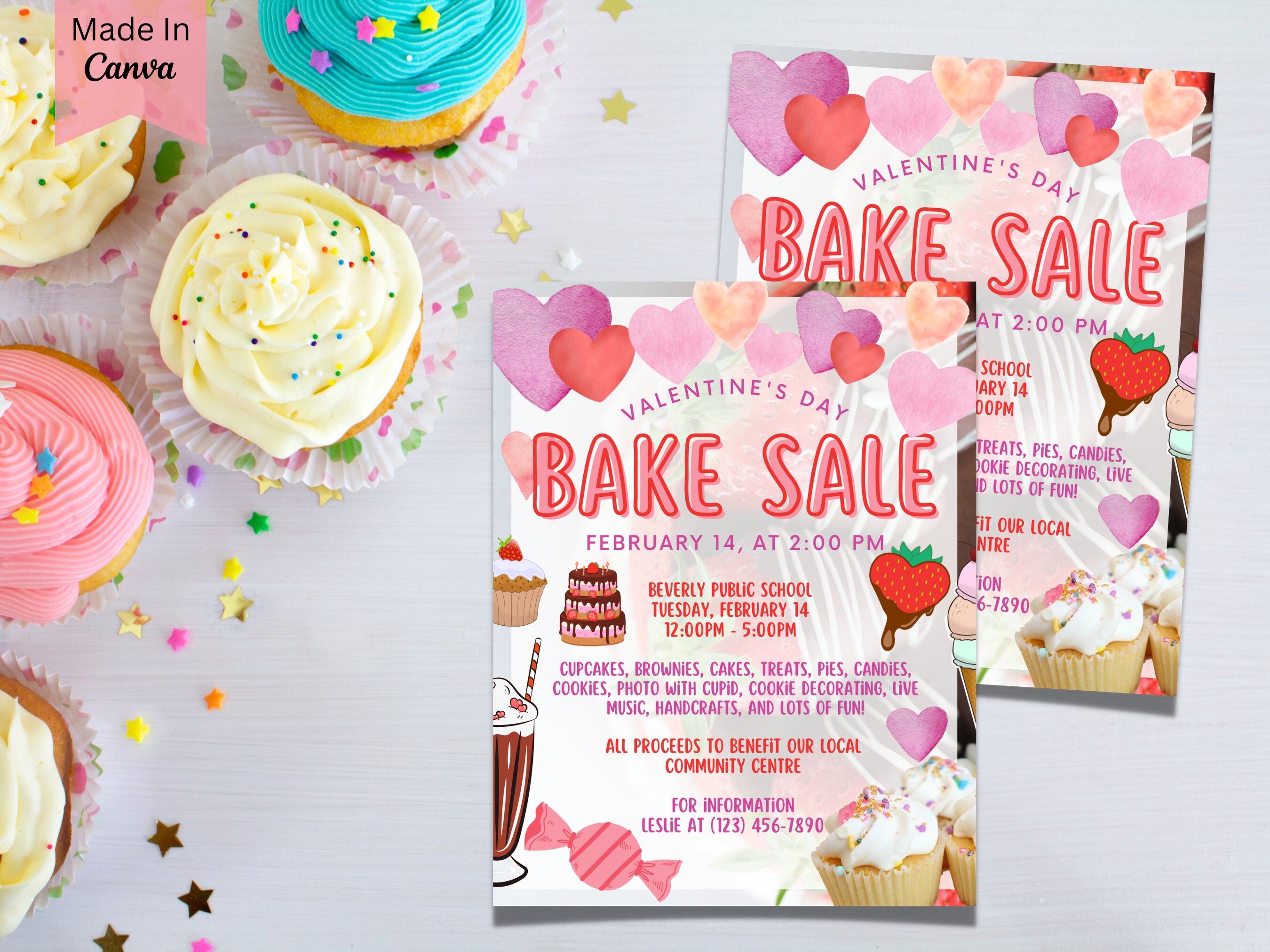Editable Valentine's Day Bake Sale Fundraiser Flyer, Instant Download ...