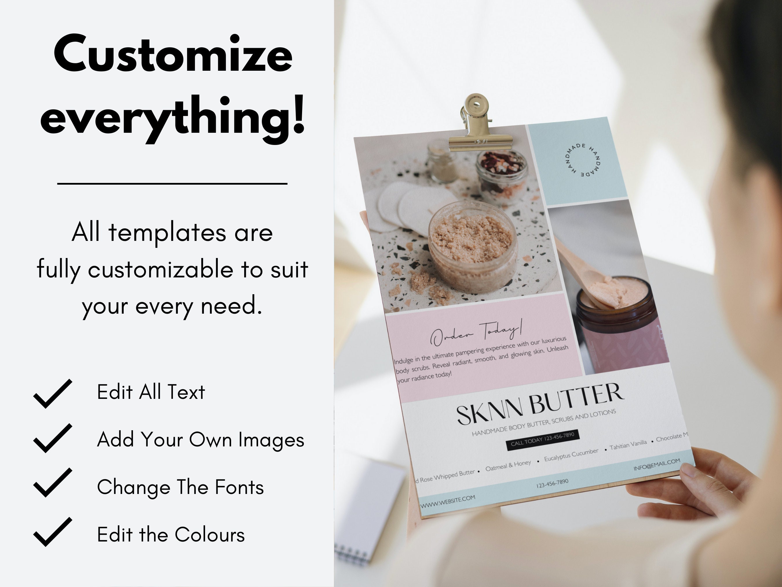 Body Scrub Flyer Template, Editable Handmade Body Scrub Small Business ...
