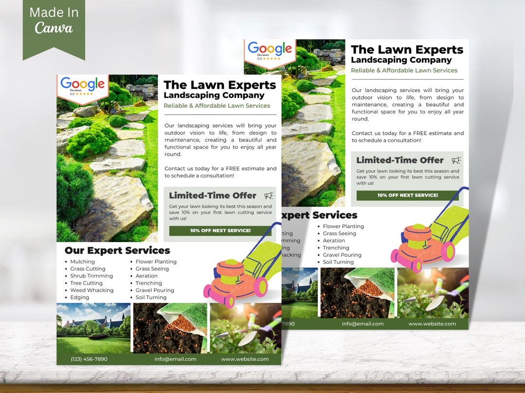 Landscaping Flyer Template, Gardening Flyer Template, Lawn Mowing Flyer ...