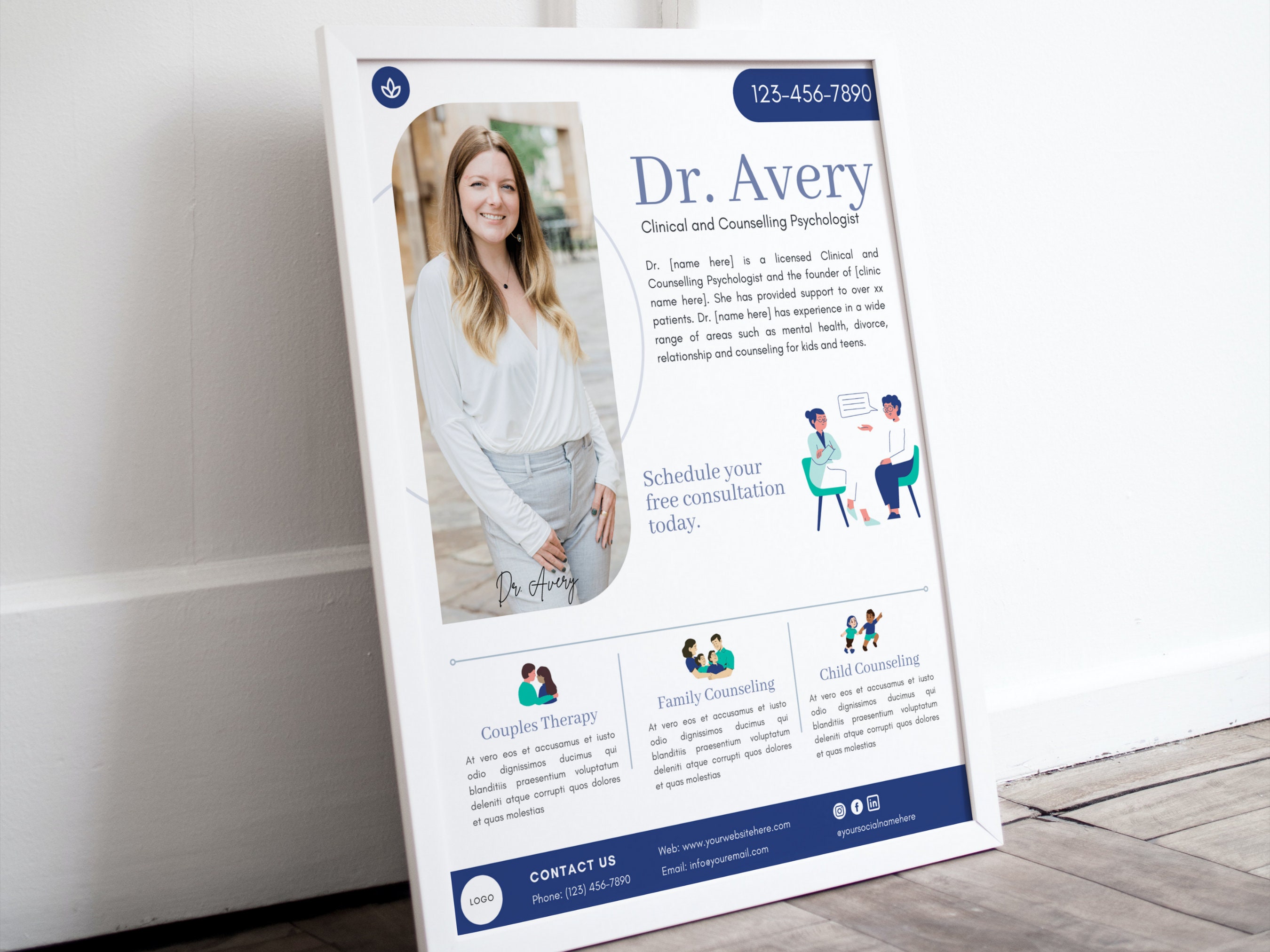Counseling Psychology Therapy Flyer Templates Design, Editable ...