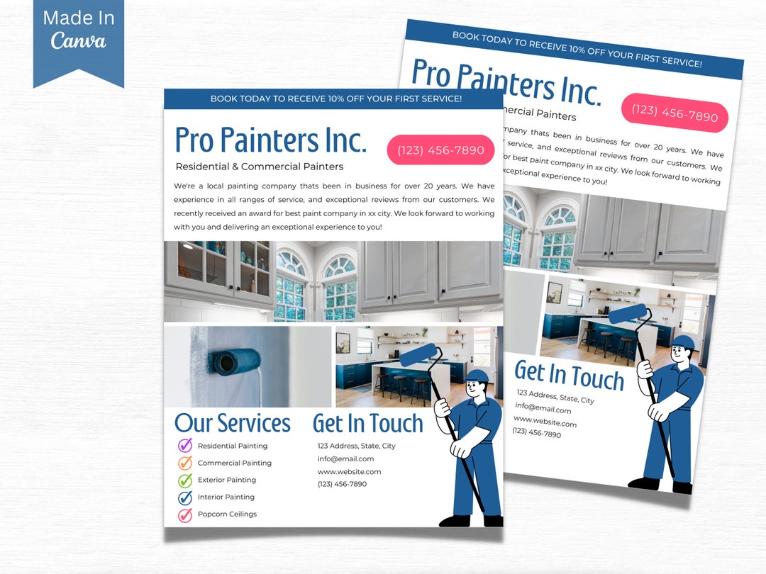 Painting Service Flyer, Painting Service Poster, Residential Commercial ...
