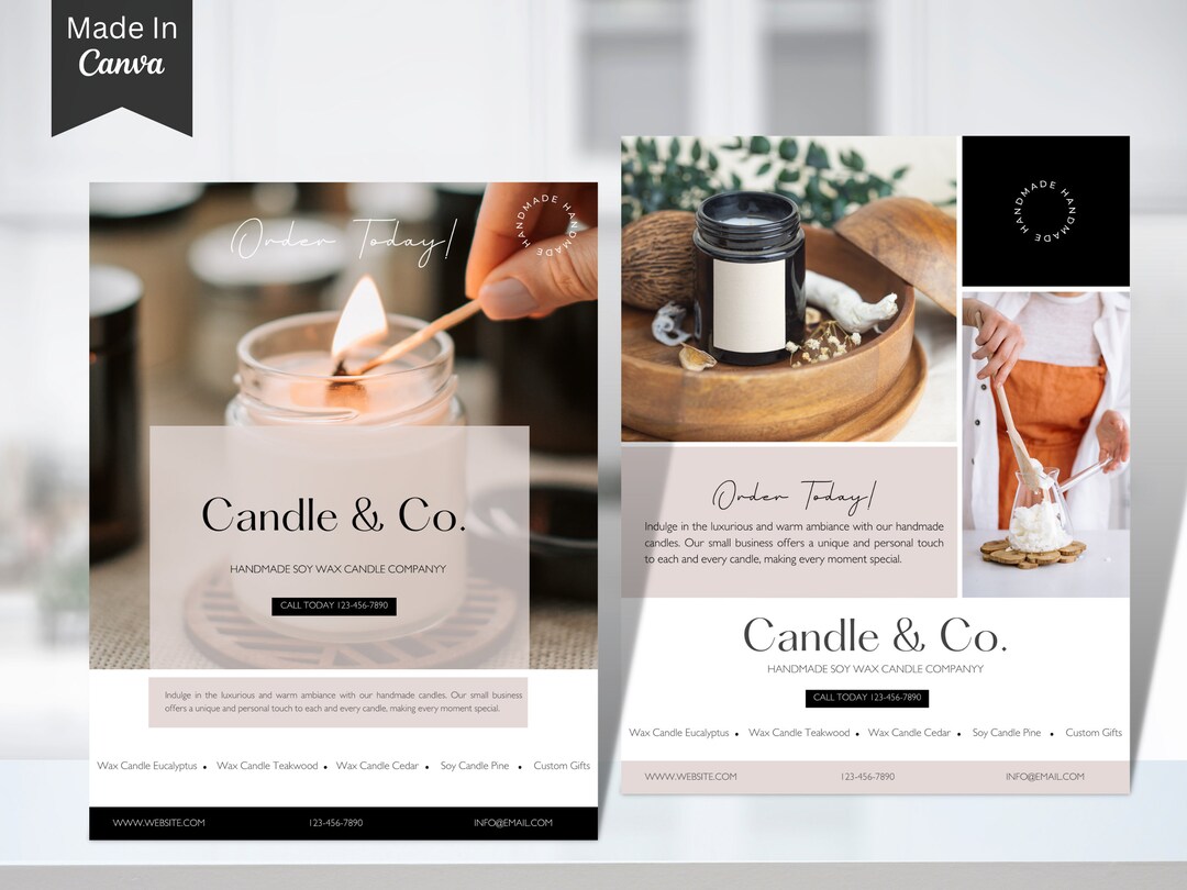 Soy Wax Candles Flyer Template, Editable Handmade Candle Making Small ...