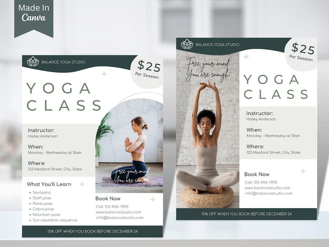 Yoga Flyer Template, Fitness Flyer, Yoga Template, Editable Yoga ...