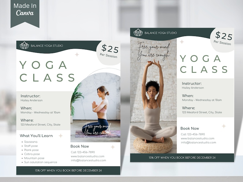 Yoga Flyer Template, Fitness Flyer, Yoga Template, Editable Yoga ...