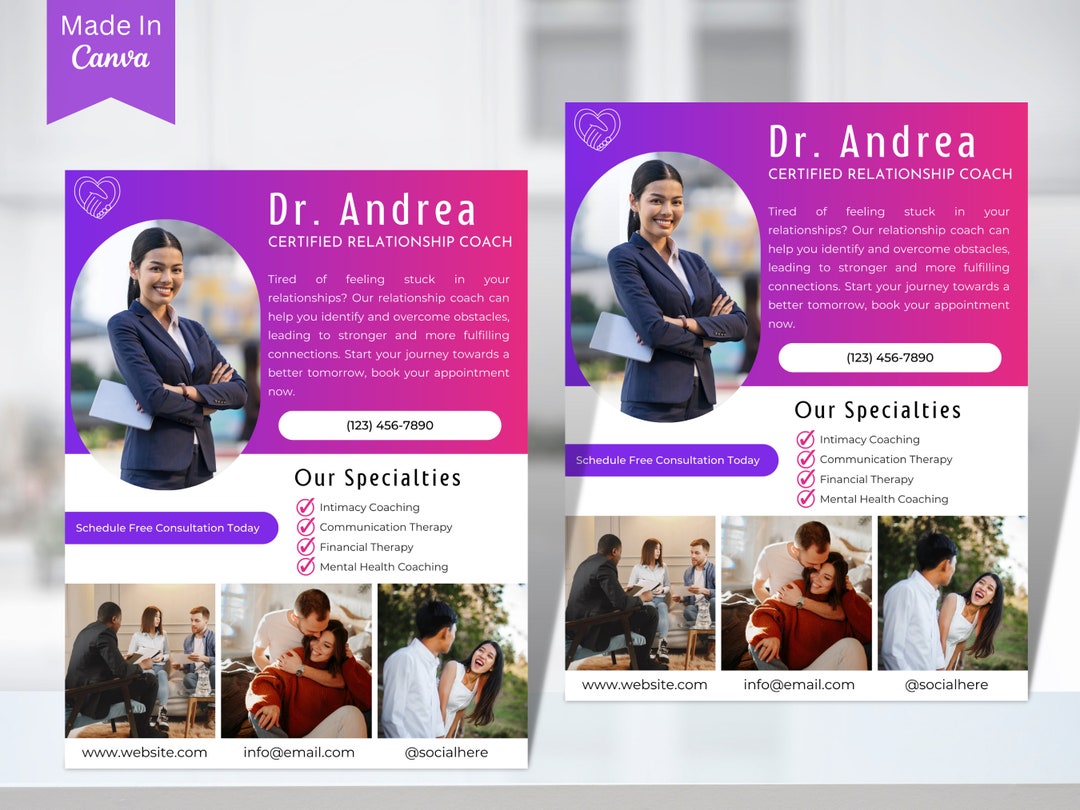 Relationship Coach Flyer Templates, Editable Printable, Couples ...