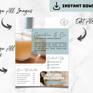 Soy Wax Candles Flyer Template, Editable Handmade Candle Making Small ...