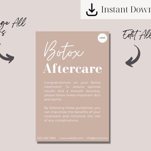 DIY Botox Aftercare Card, Post-injection Card, Editable Botox ...
