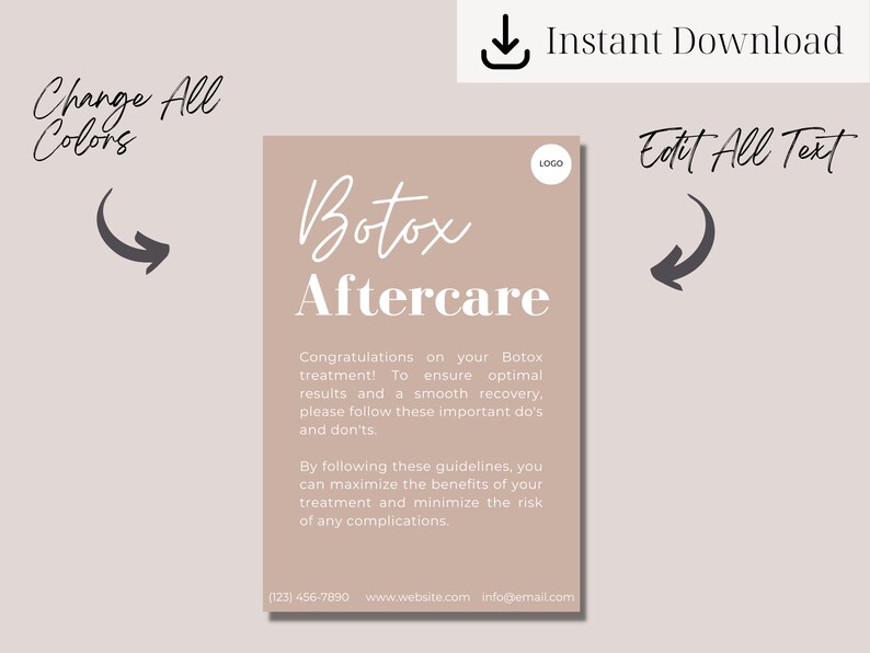 DIY Botox Aftercare Card Post-injection Card Editable Botox - Etsy