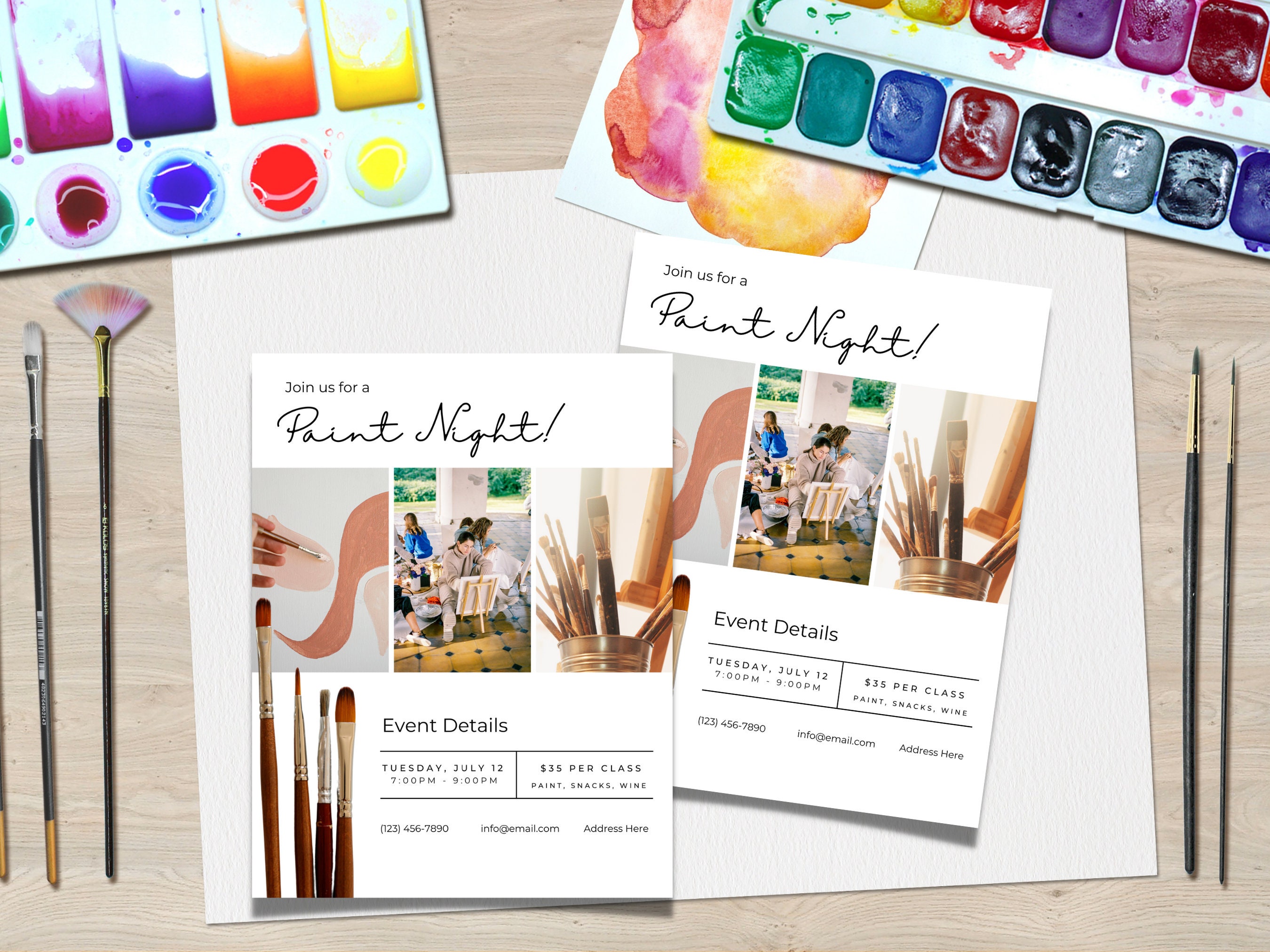 Editable Paint Night Template Flyer, RSVP Invitation, DIY Paint and Sip ...