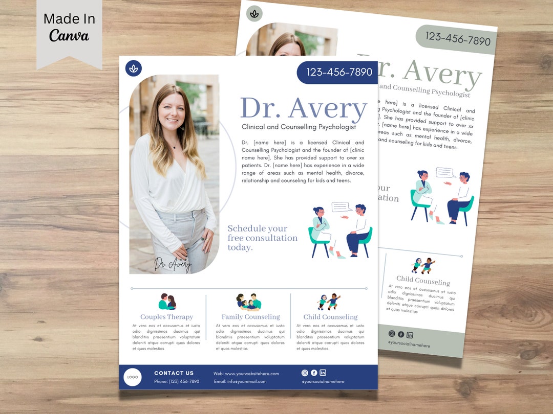 Counseling Psychology Therapy Flyer Templates Design, Editable ...