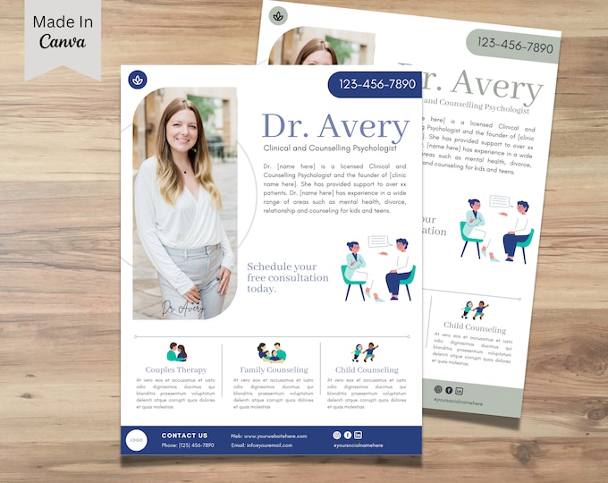 Counseling Psychology Therapy Flyer Templates Design, Editable ...