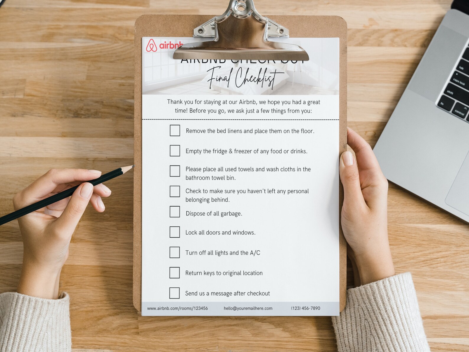 Airbnb Guest Check Out Checklist Sign Template | Editable Canva ...