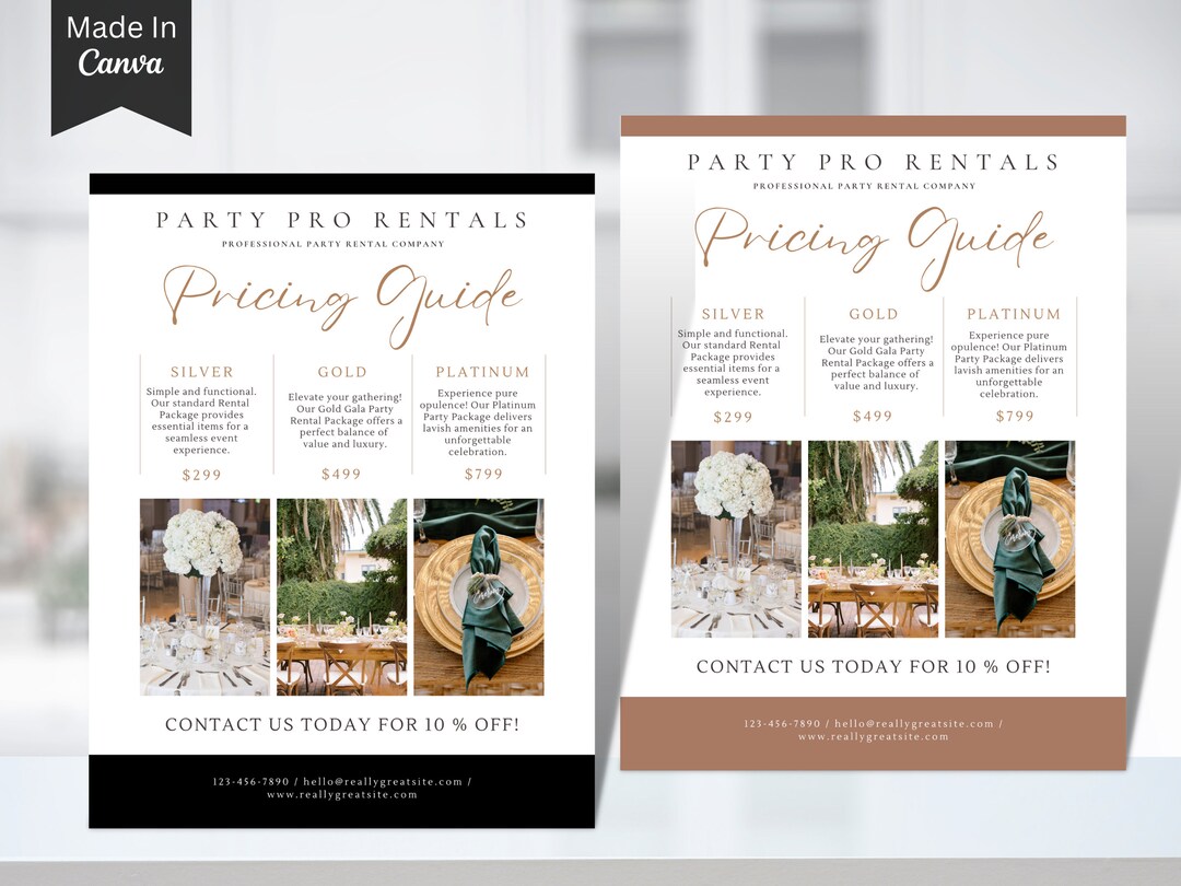DIY Leaflet for Party Equipment, Party Rental Flyer Template, Editable ...