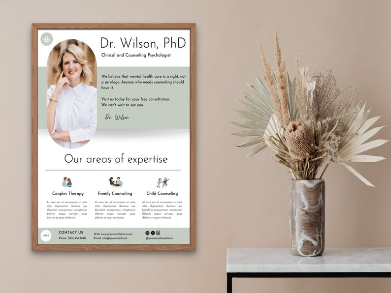 Counseling Psychology Therapy Flyer Templates Design, Editable ...