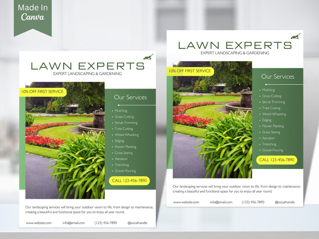Gardening Flyer Template, Lawn Mowing Flyer Canva Template, Landscaping ...