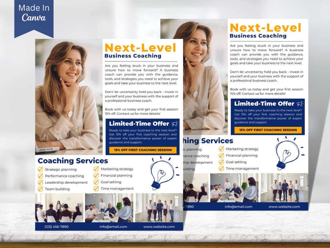 Business Coach Flyer, DIY Canva Flyer Template, Editable Canva Social ...