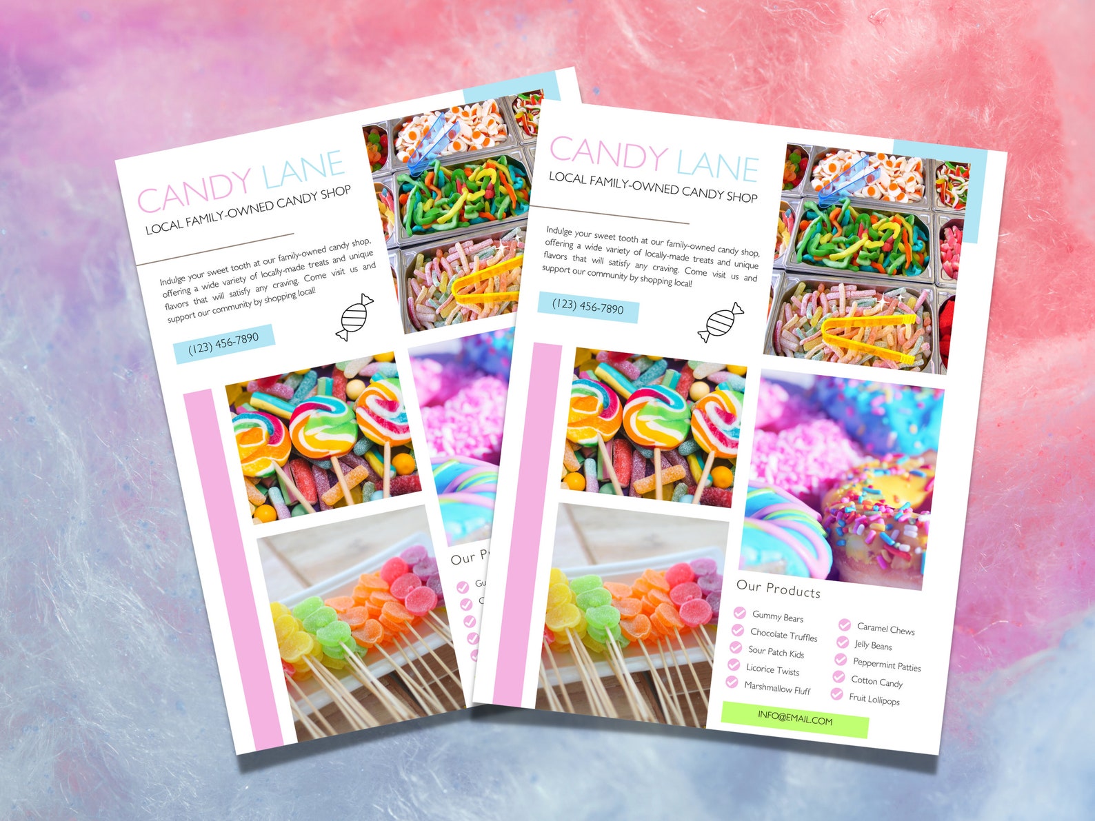 Candy Shop Flyer, DIY Canva Candy Shop Flyer Template, Editable Social ...