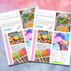 Candy Shop Flyer, DIY Canva Candy Shop Flyer Template, Editable Social ...
