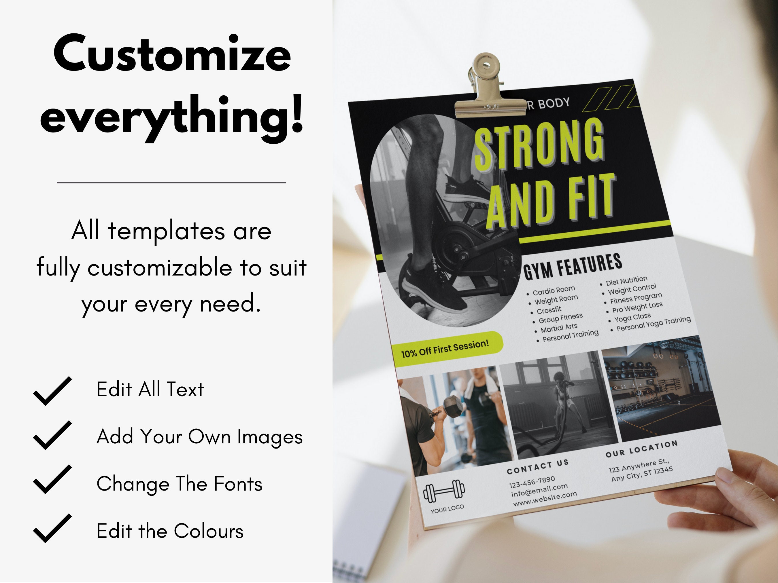 Gym and Fitness Flyer US Letter Gym Flyer Template Weight - Etsy