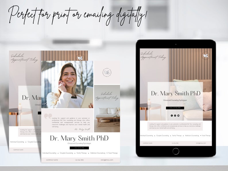 Counseling Psychology Therapy Flyer Templates Design, Editable ...