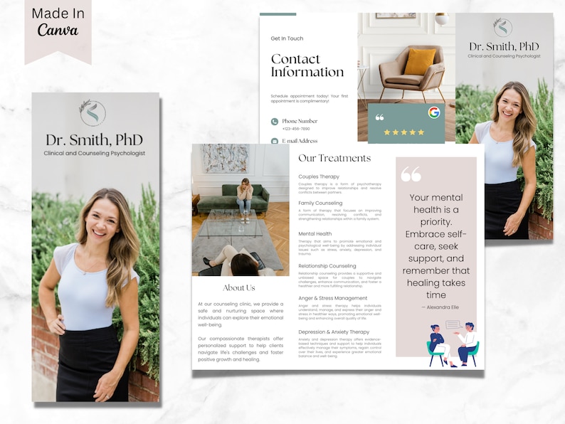 Counseling Psychology Therapy Brochure Templates Design, Mental Health ...