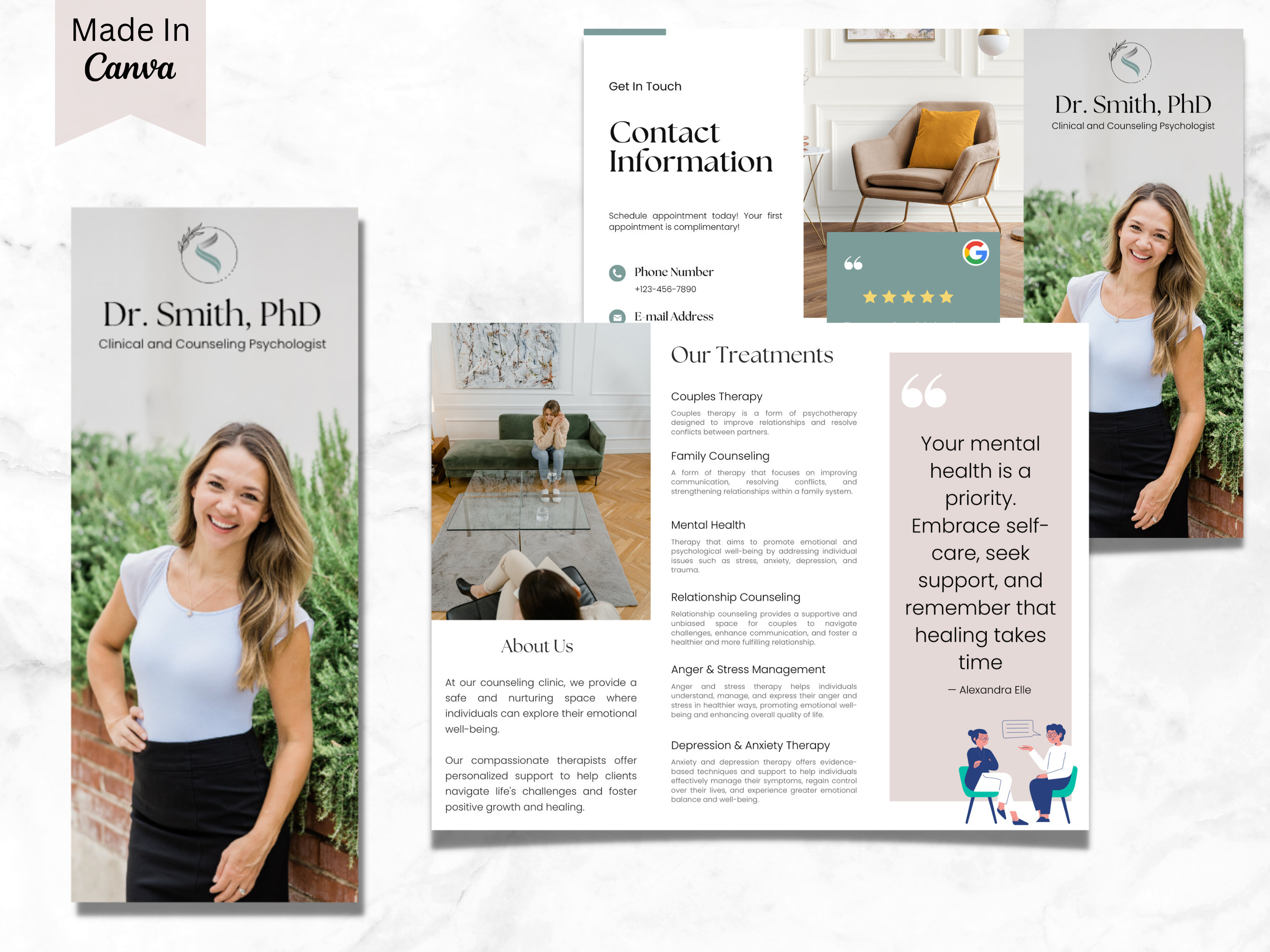 Counseling Psychology Therapy Brochure Templates Design, Mental Health ...